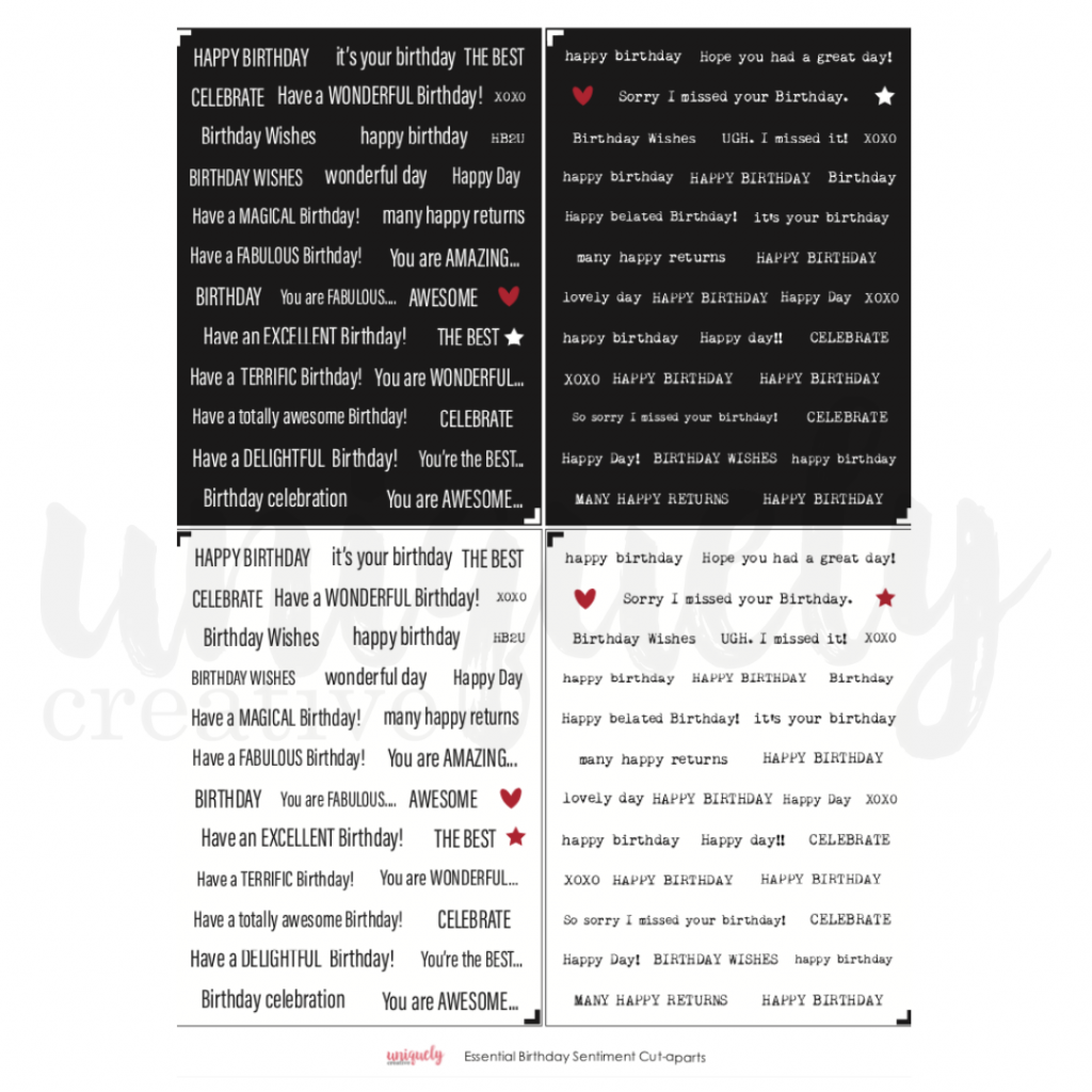 Essential Birthday Sentiments Mini Cut-a-part Sheet - Crafted With Love ...