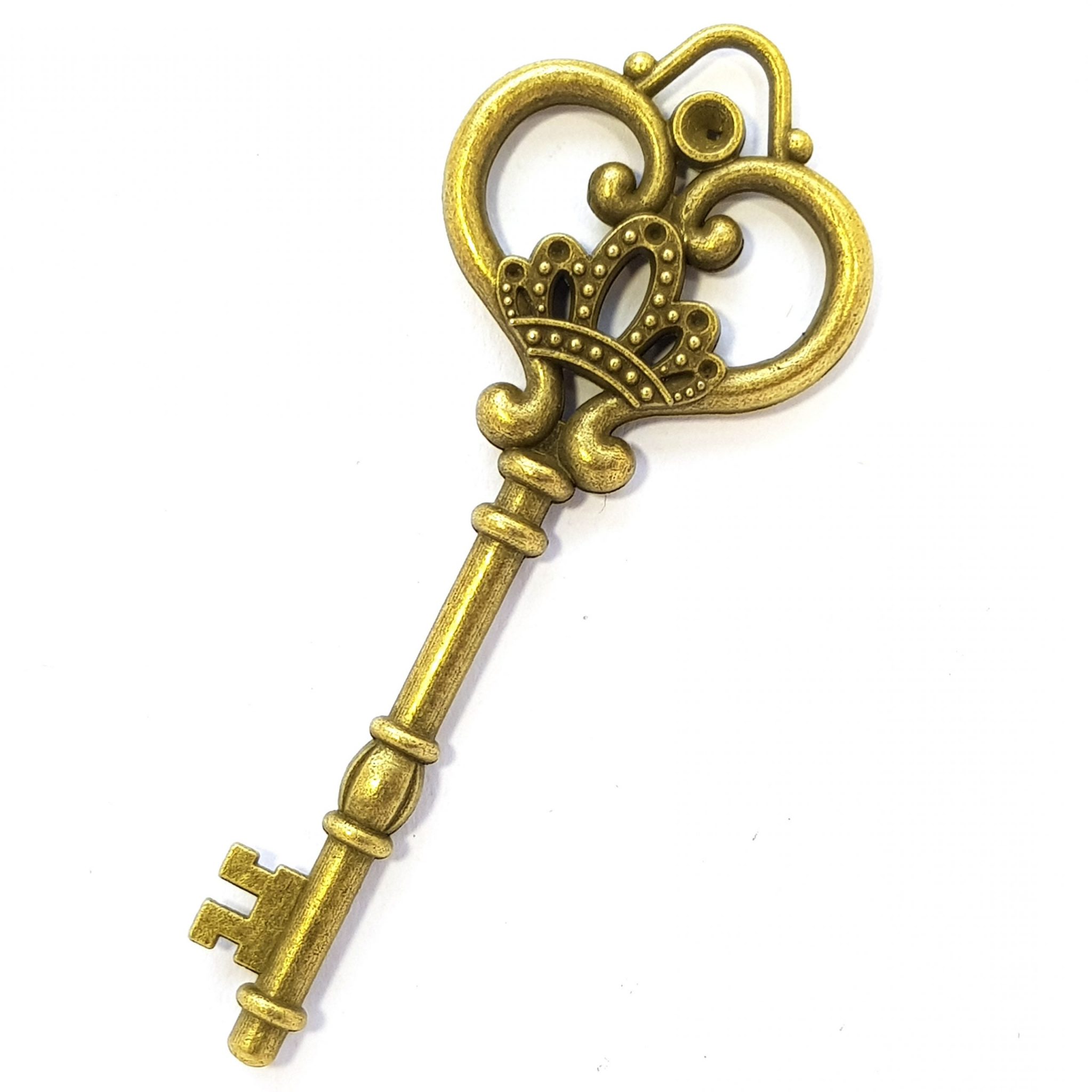 Metal Antique Vintage Key - Crafted With Love and Roses