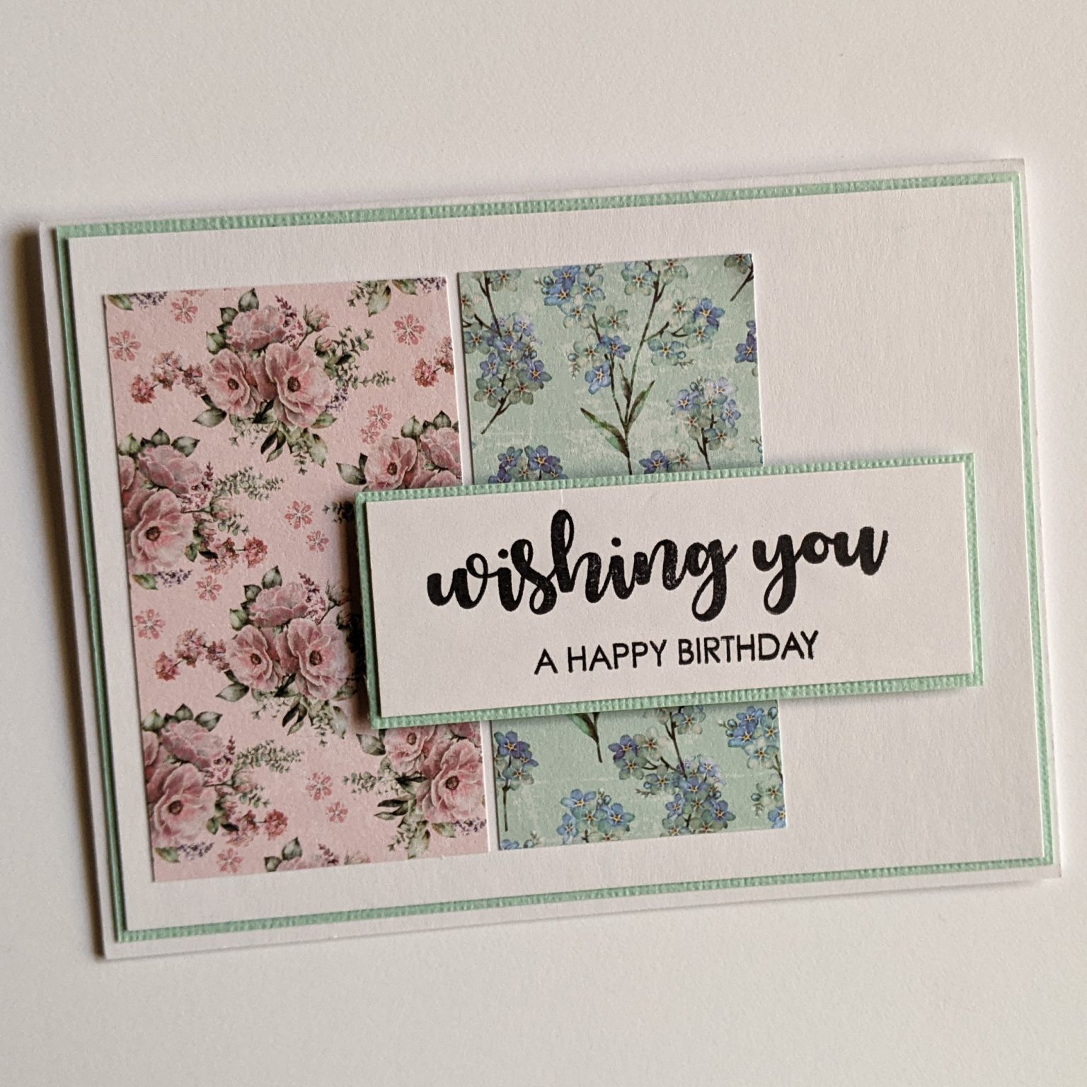 Handmade Card - Wishing You A Happy Birthday - Crafted With Love and Roses