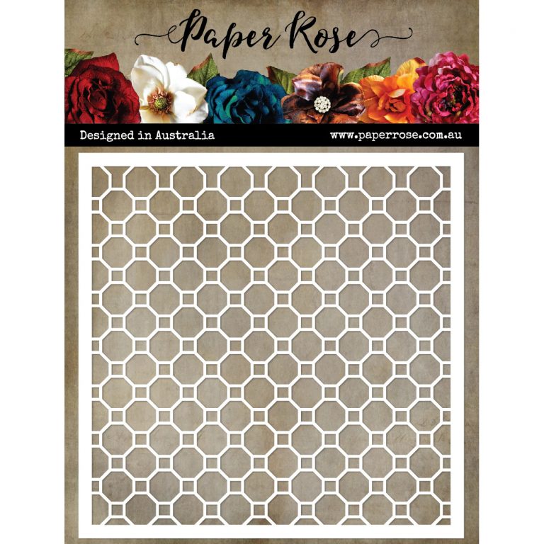 Paper Rose Octagon Mesh 6x6" Stencil - Crafted With Love and Roses
