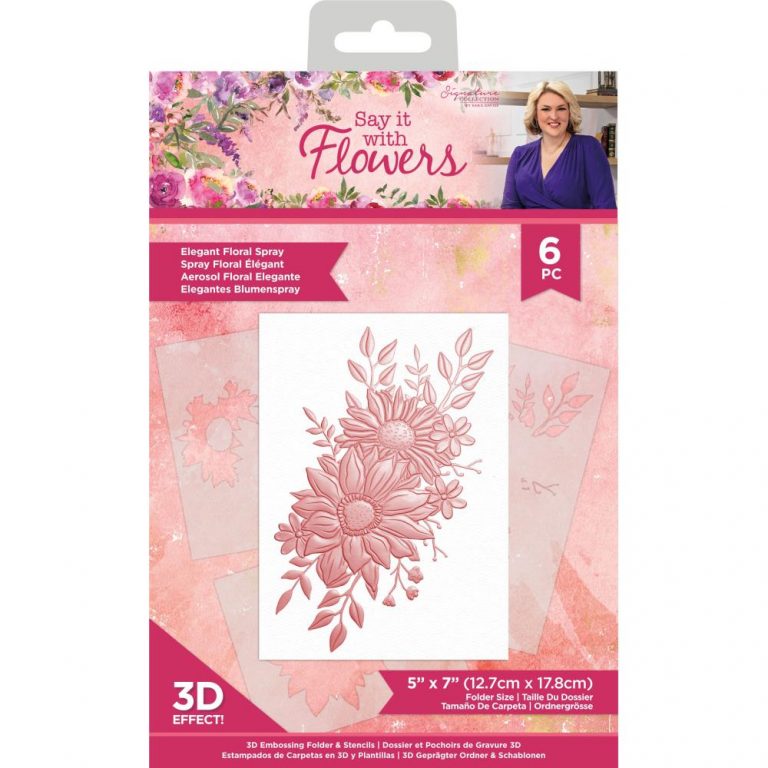 Sara Signature 3D Embossing Folder & Stencils 5"X7" Say It With Flowers ...