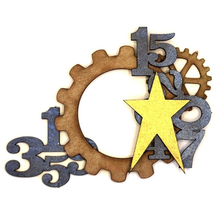 Cogs With Numbers and Star - Crafted With Love and Roses